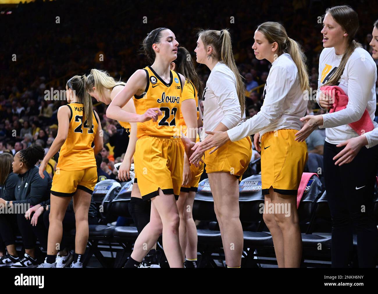 IOWA CITY, IA - MARCH 18: Iowa Hawkeyes guard Caitlin Clark (22) is ...