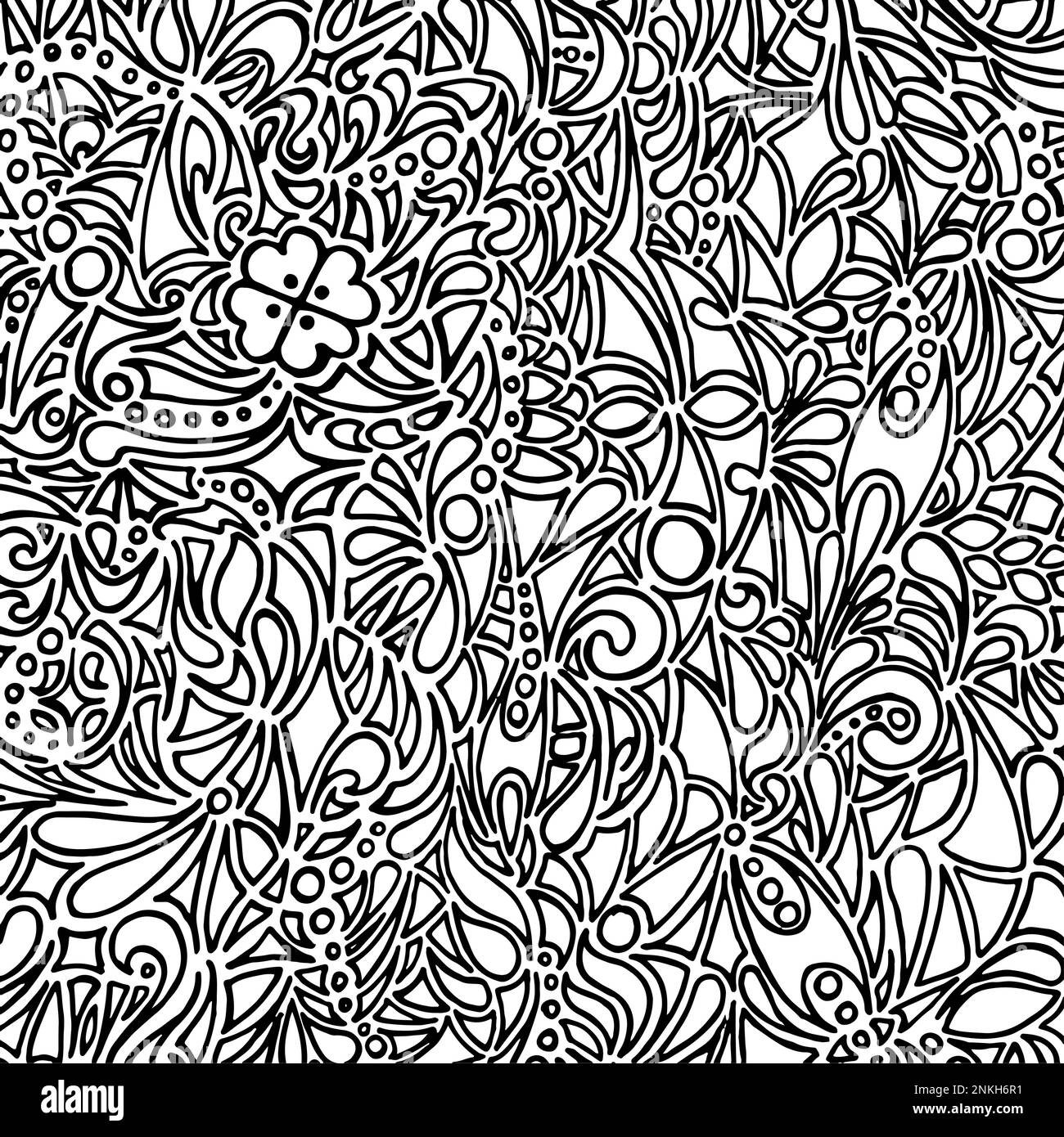 Doodle black and white monochrome vector texture background Stock ...