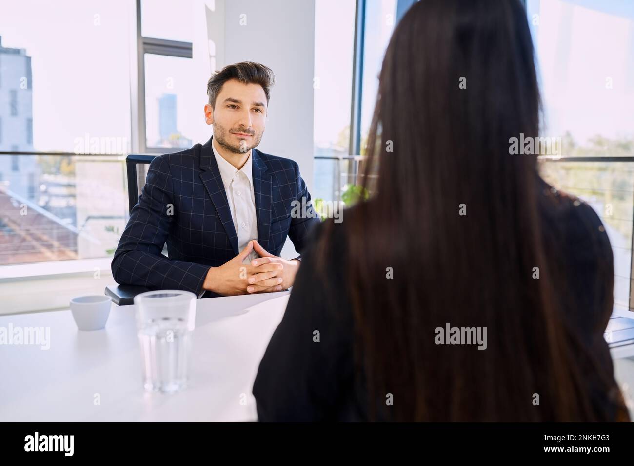 Job candidate sitting table hi-res stock photography and images - Alamy