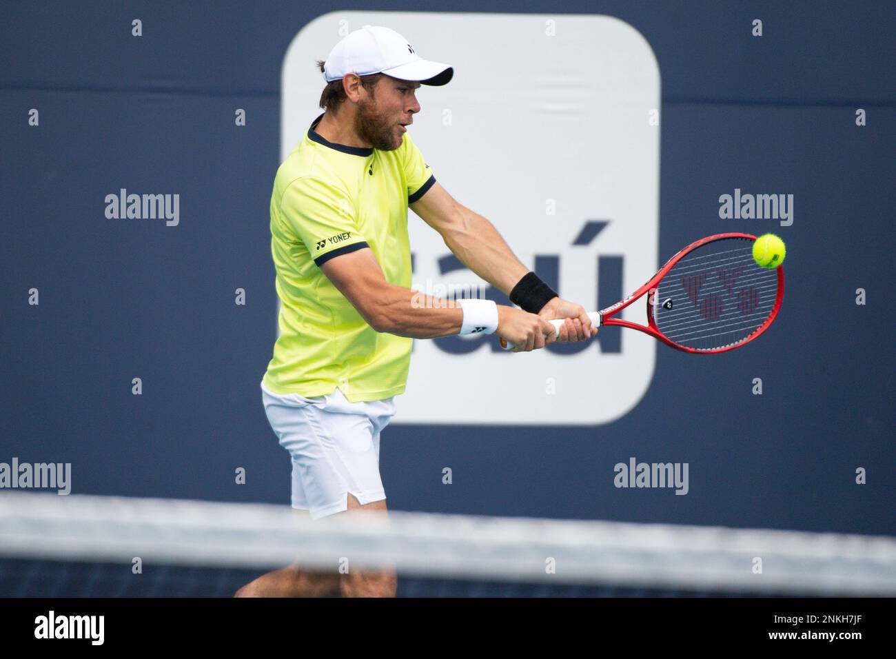 Radu Albot of Moldovans during the Miami Open Tennis tournament on ...