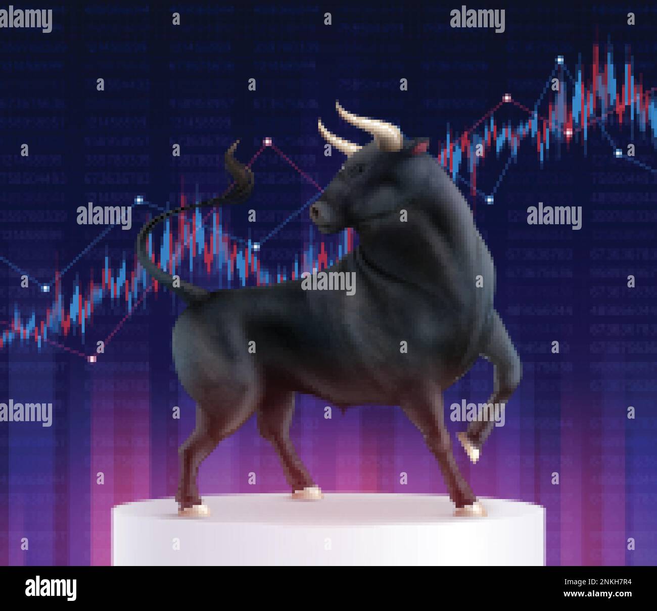 Color bull realistic composition with realistic image of bull on ...