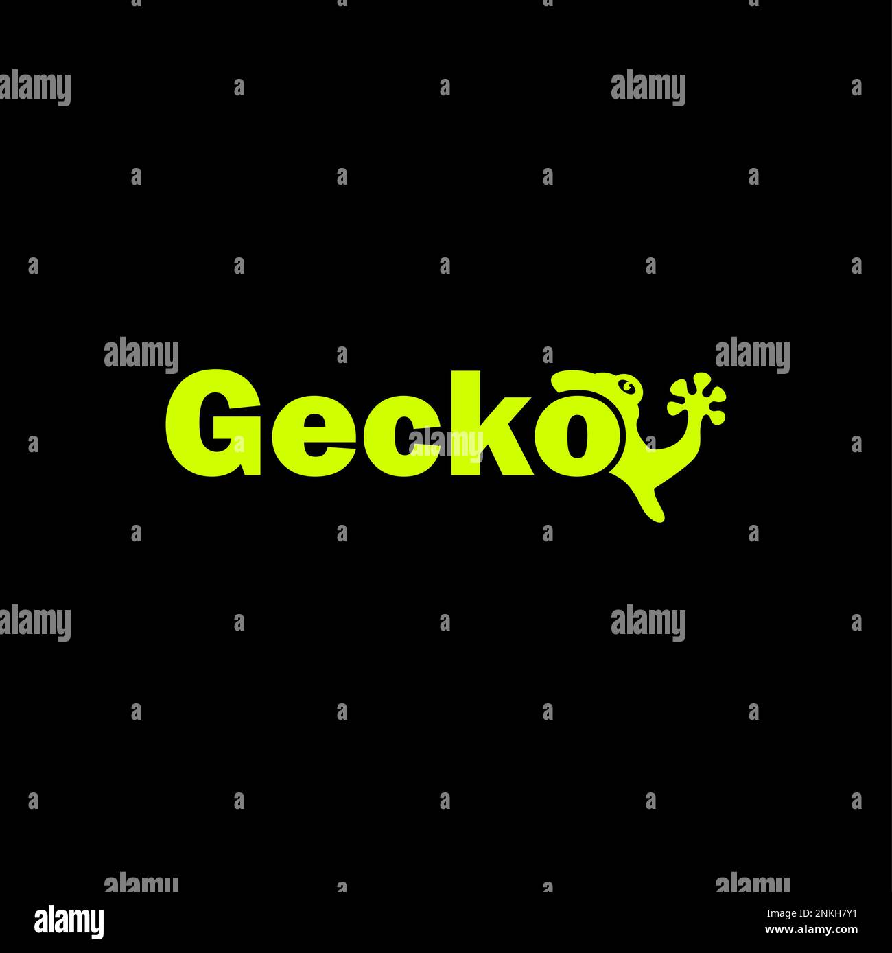 Unique letter or writing GECKO sans serif font with head and hand on ...