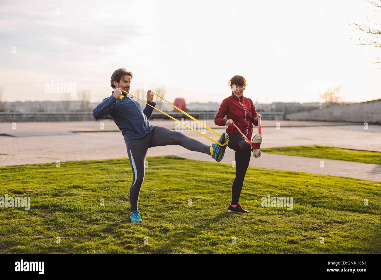Man physical exercise on grass hi-res stock photography and images - Alamy