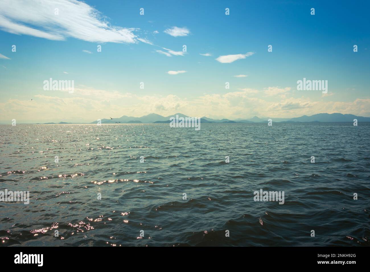 An image of an ocean with the continent in the background. The vast ...