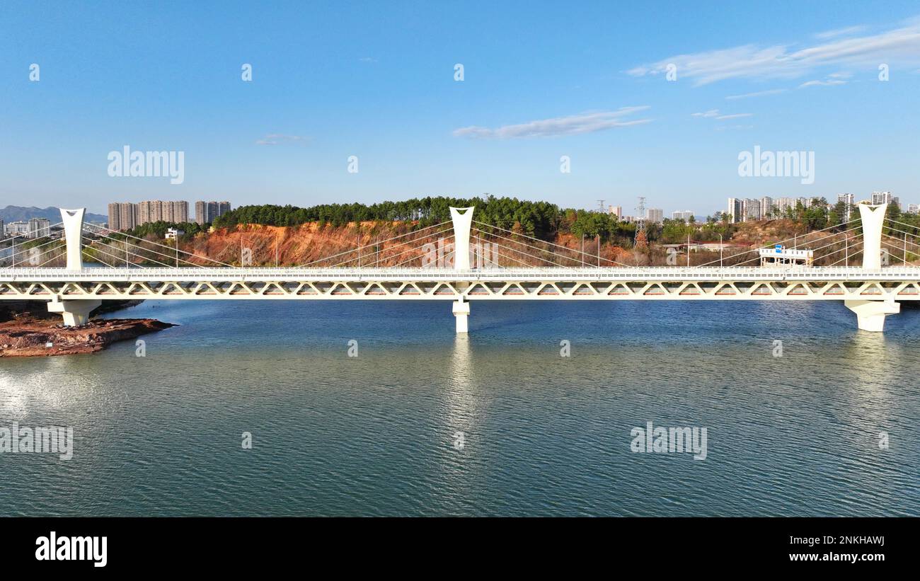 Aerial photo shows the Panlong Bridge in Ganzhou City, east China's ...