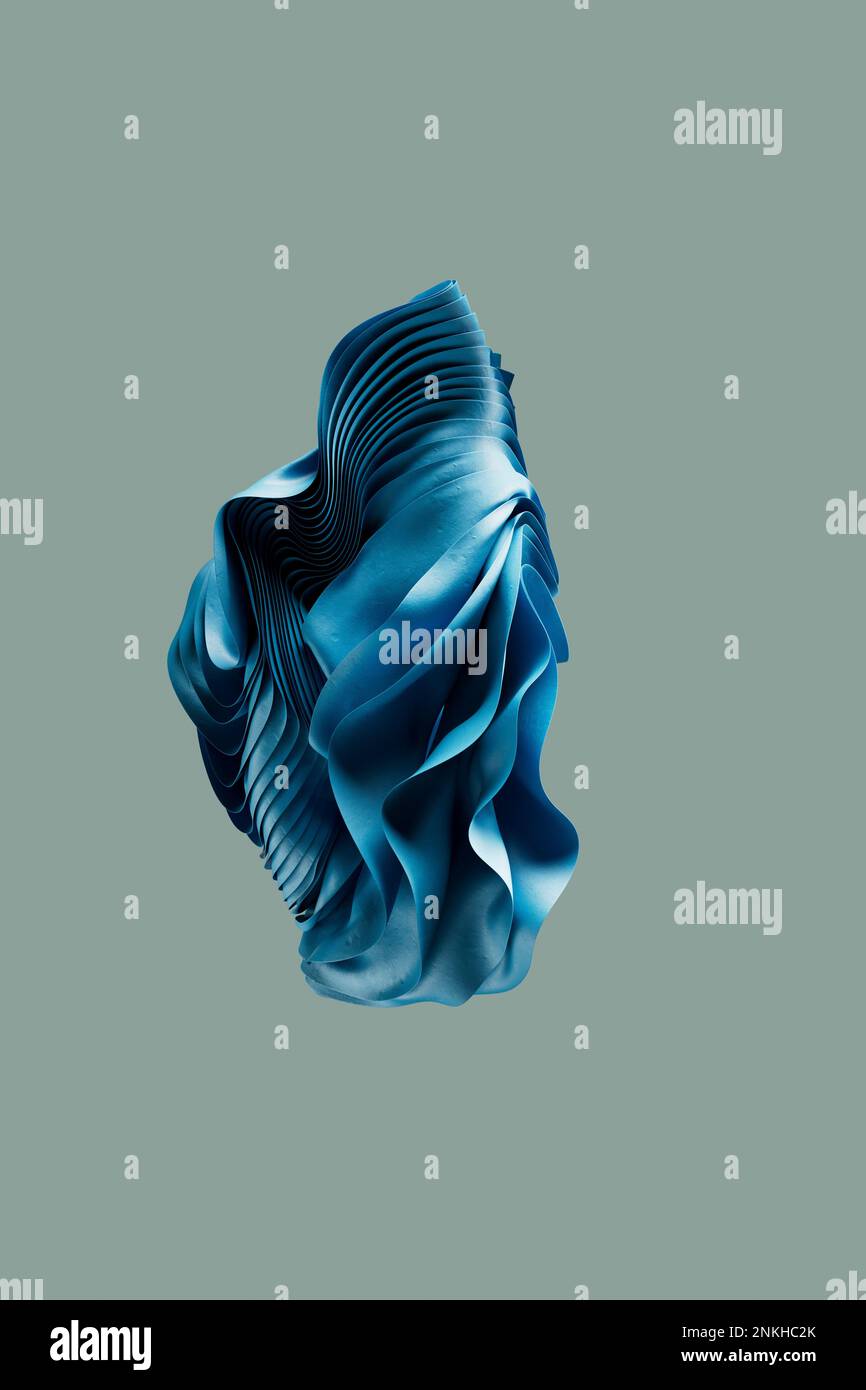 Three dimensional render of blue wavy object Stock Photo - Alamy