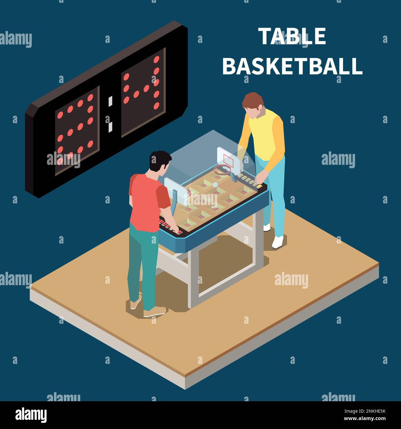 Indoor and table games isometric set with people playing table ...