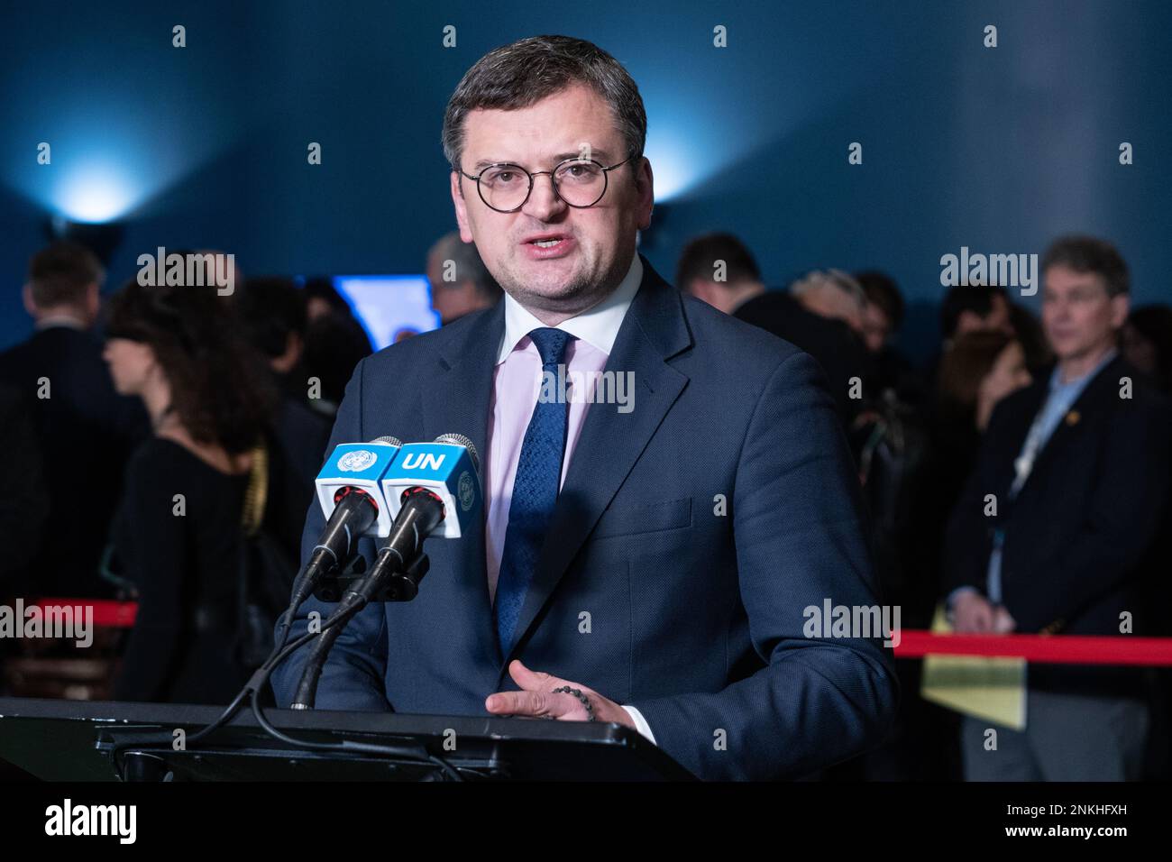 Foreign minister of Ukraine Dmytro Kuleba briefs media after GA ...