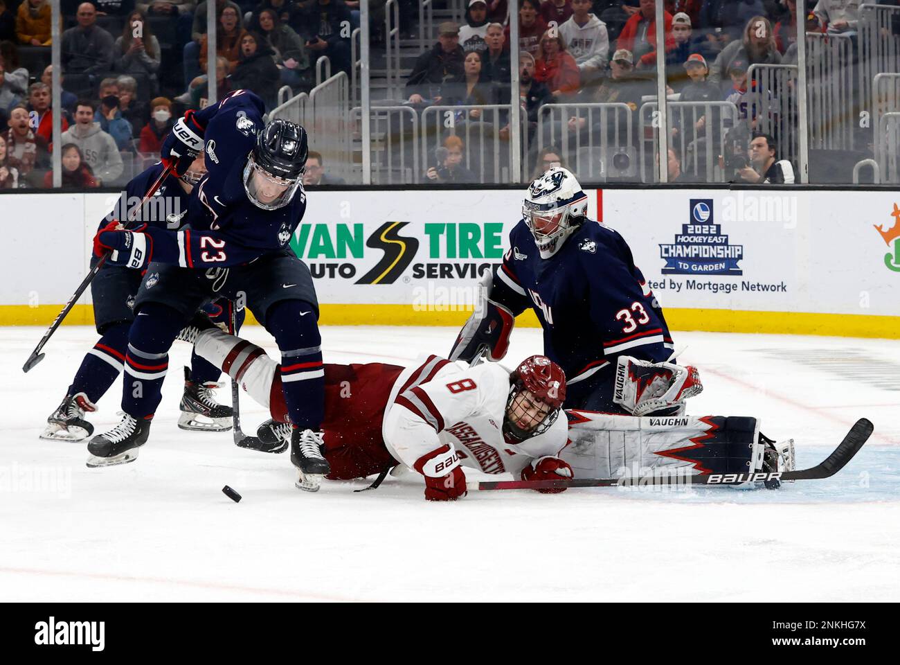 BOSTON, MA - MARCH 19: UMASS Minutemen forward Bobby Trivigno (8 ...