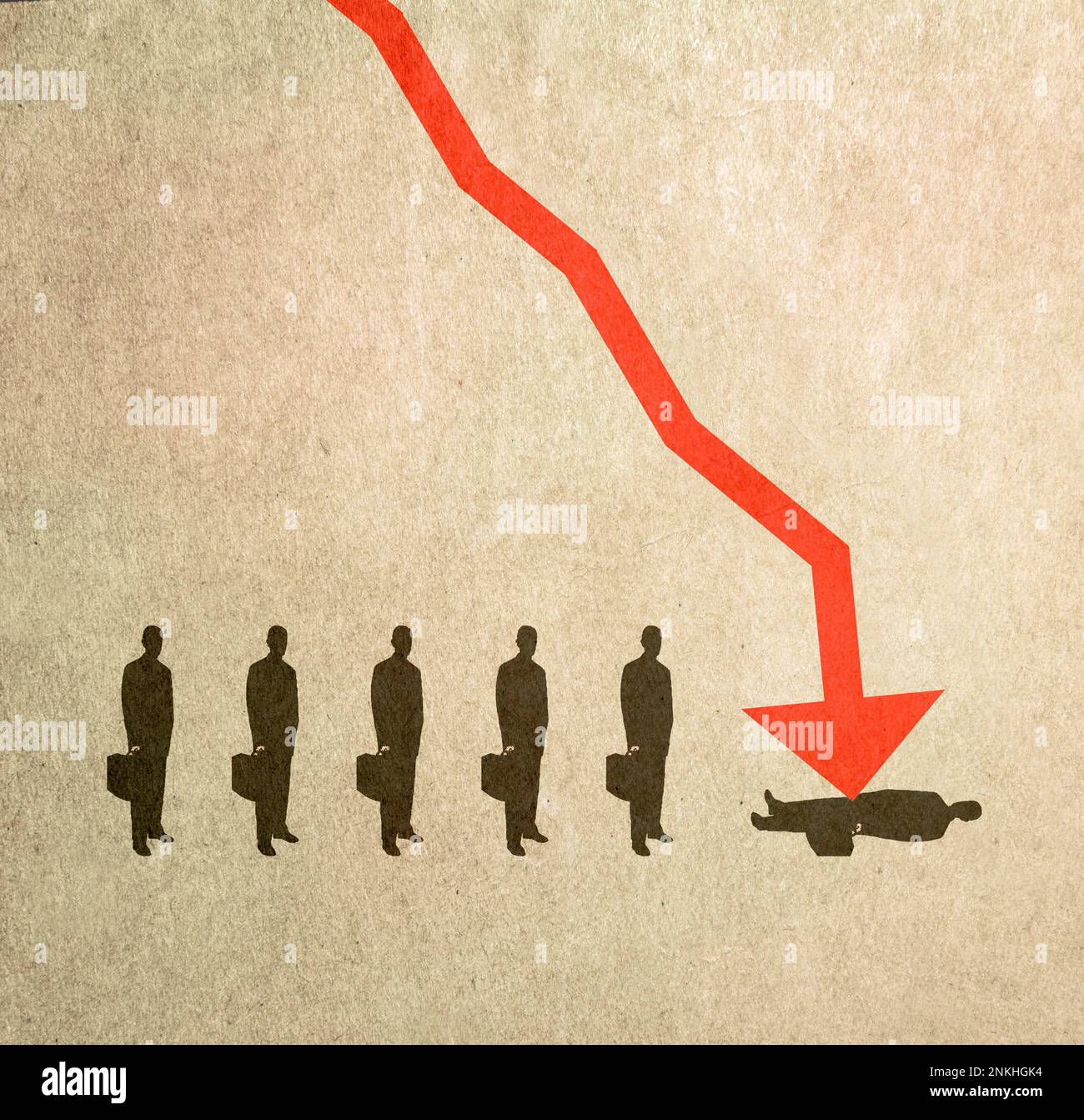 Illustration of businessmen waiting in line to be struck by arrow ...