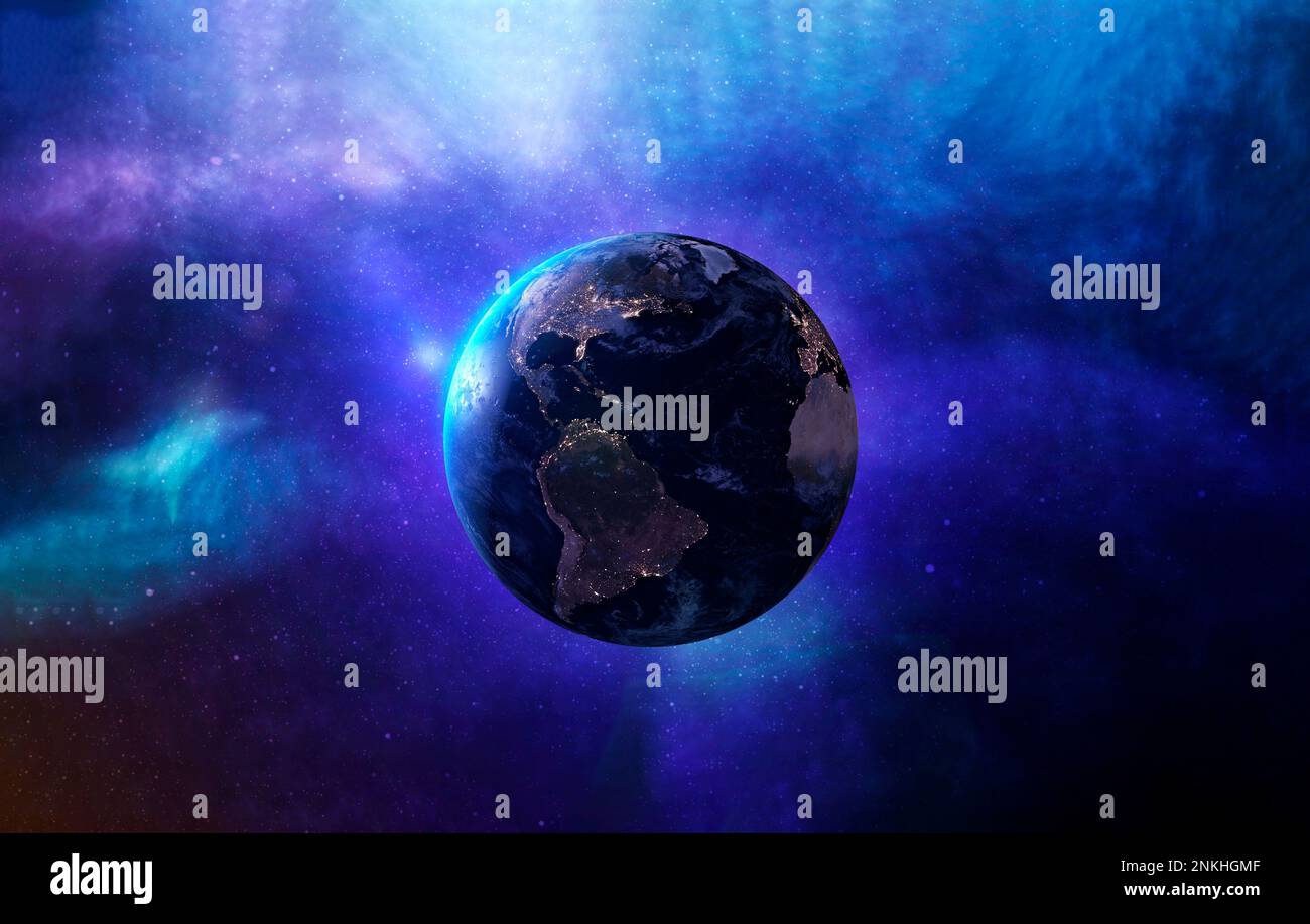 Three dimensional render of planet Earth floating in outer space Stock ...