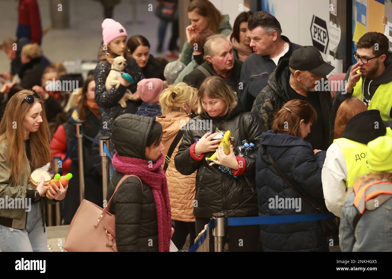 Ukrainian Refugees Receive Food And Water At A Warehouse Of Kraków
