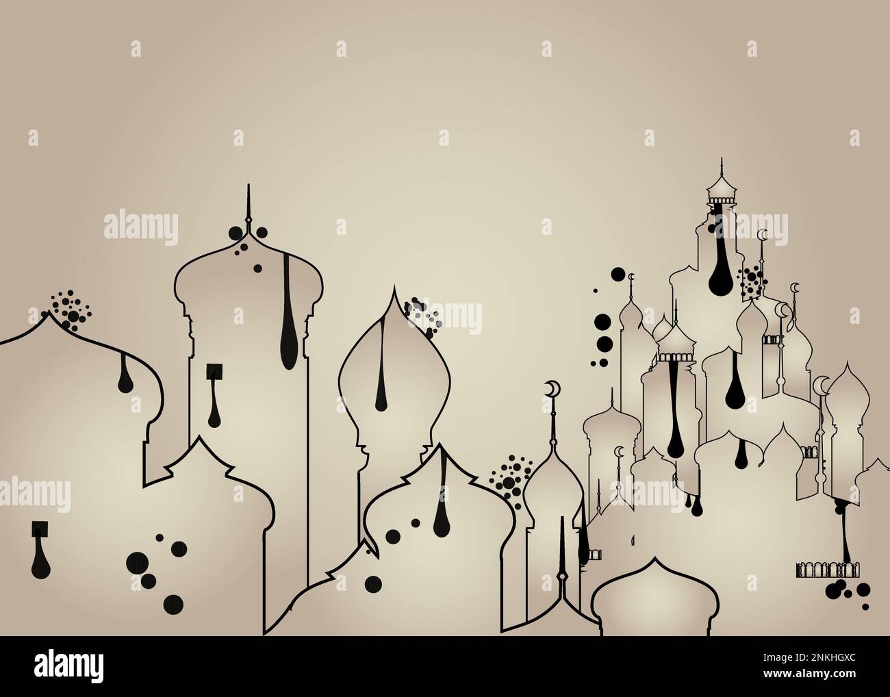 Ramadan Graffiti background with traditional Arabic Style Architectures ...