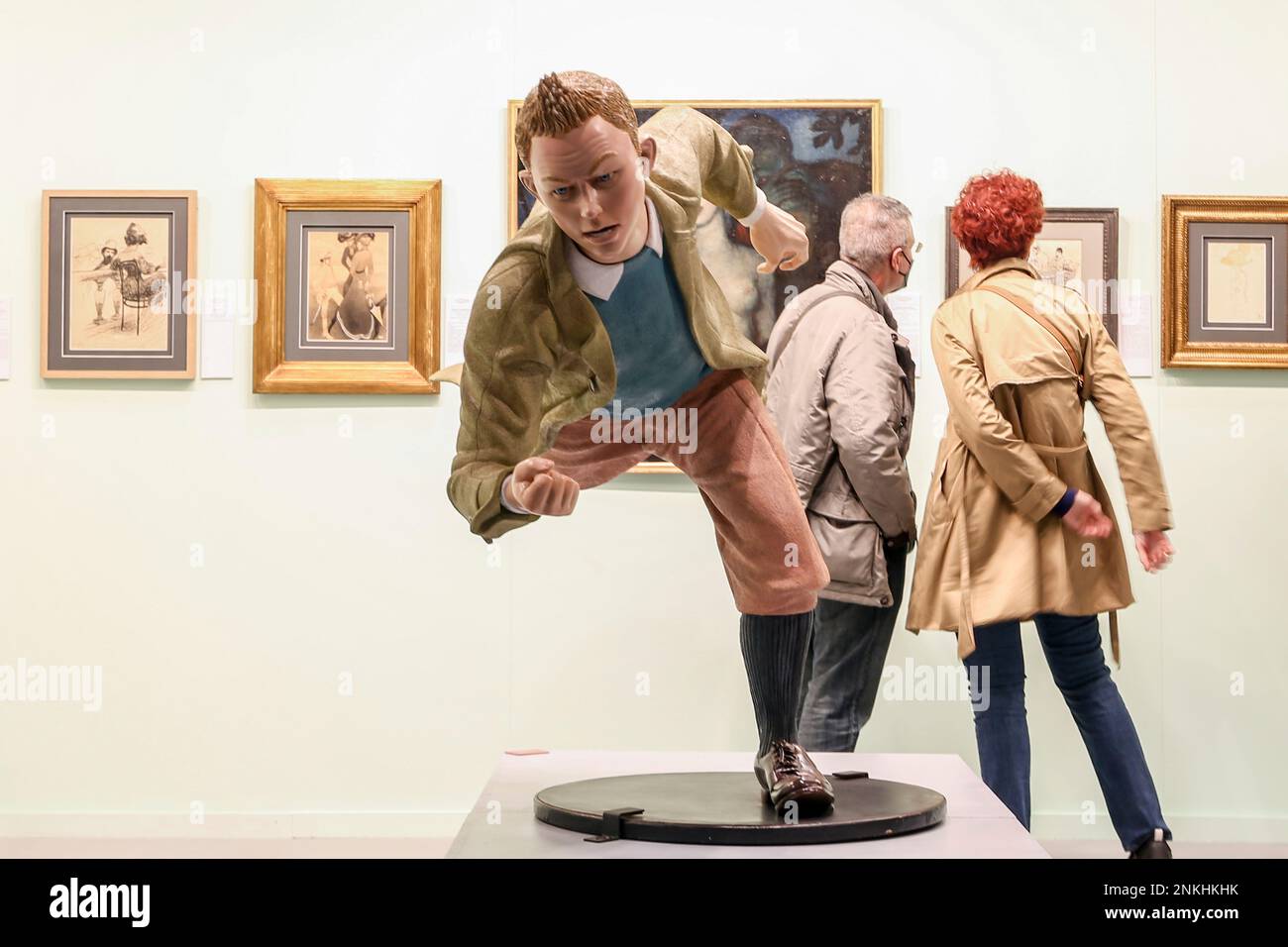 A statue of Tintin, 1:6 scale and created in resin from the digital ...