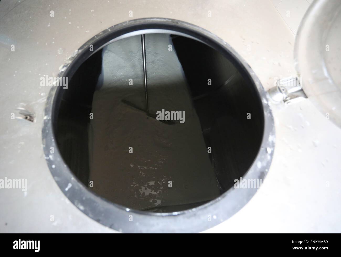 A milk collection tank at the facilities of the farm, Sociedad Agraria ...