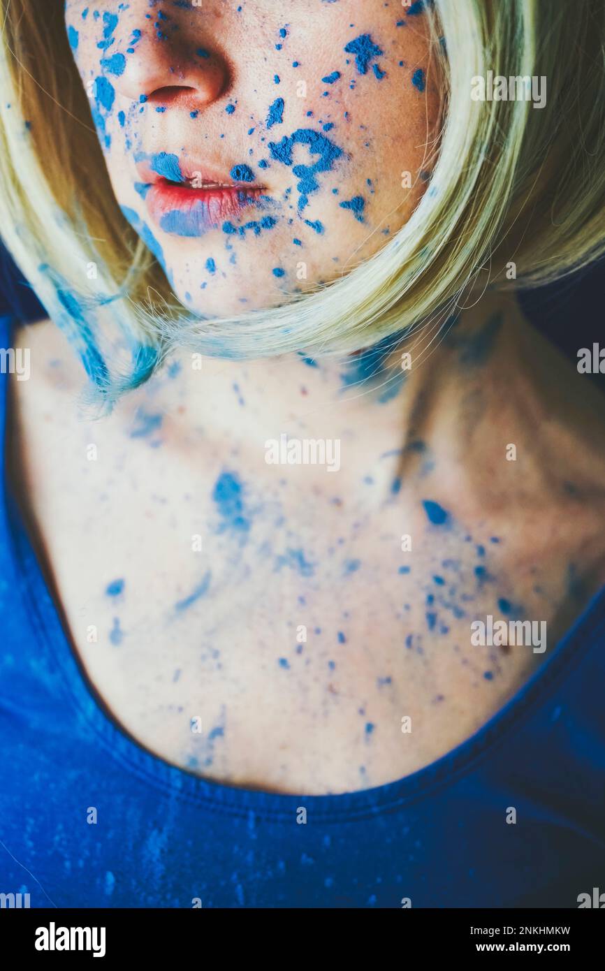 Blue face paint hi-res stock photography and images - Alamy