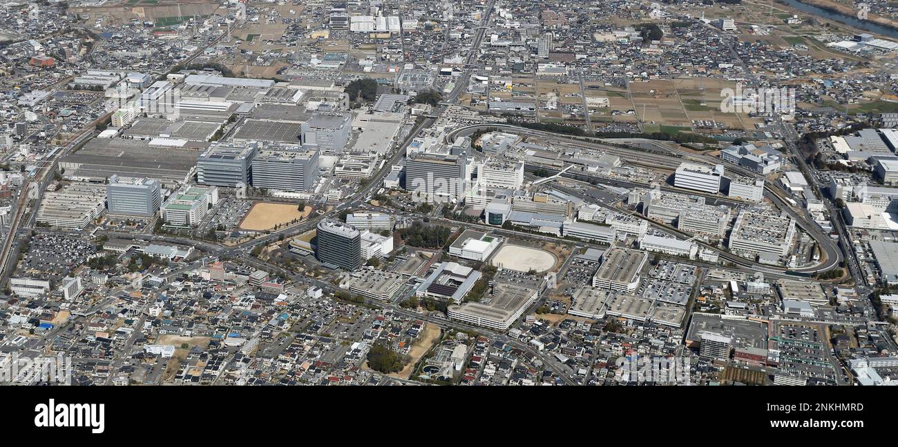 An aerial photo shows the headquarters of Toyota Motor Co. in Toyota ...
