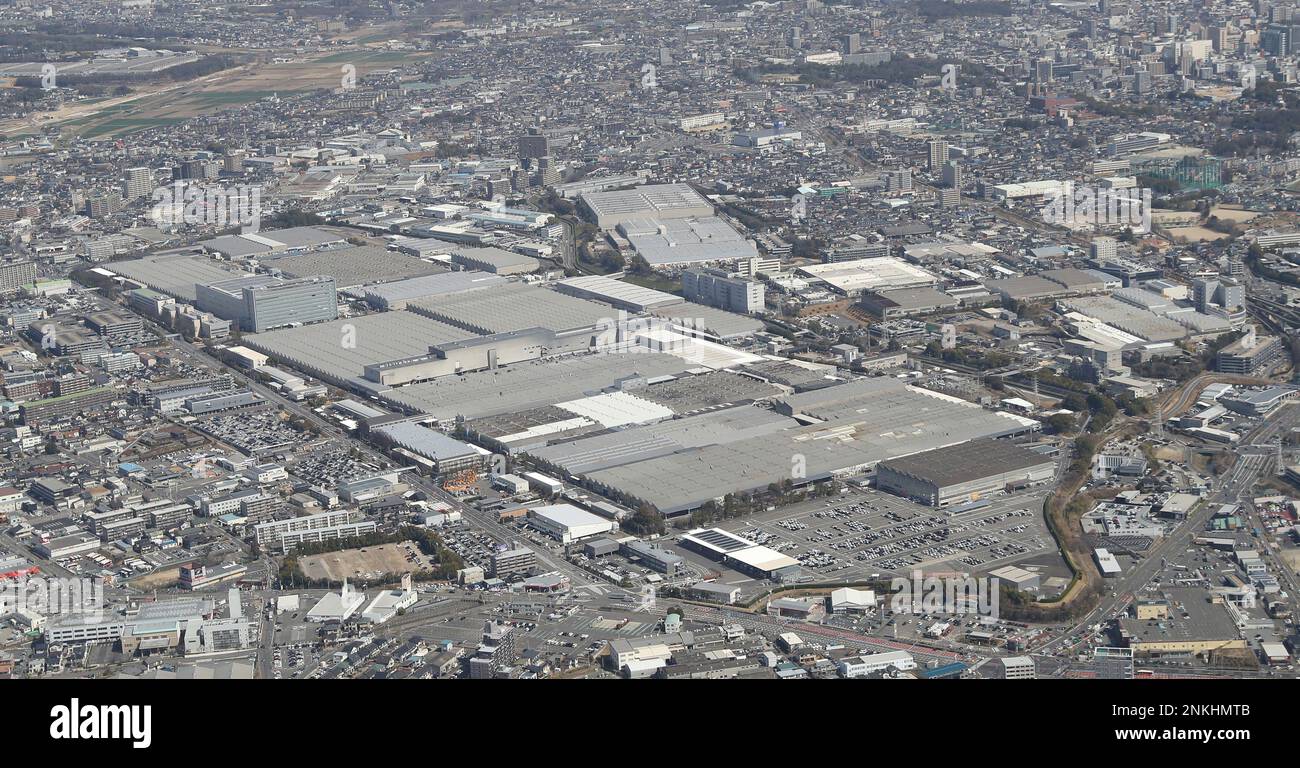 An aerial photo shows Motomachi Factory of Toyota Motor Co. in Toyota ...