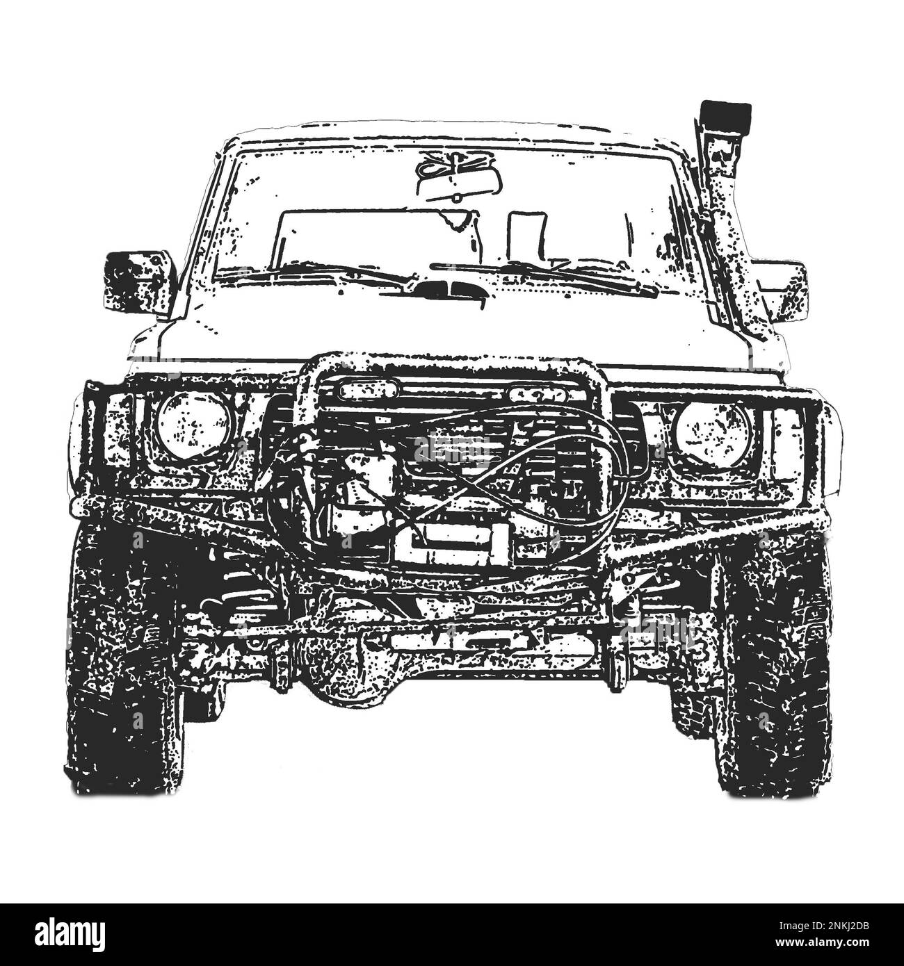 Sketch of an authentic extreme 4x4 off-road car on a white background ...