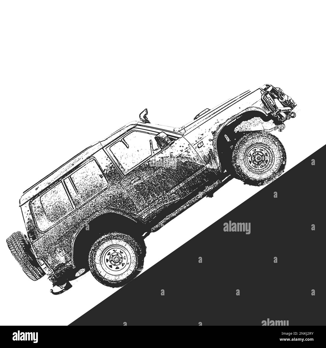 Sketch of a 4x4 car on a white background. Extreme 4x4 off road Stock ...