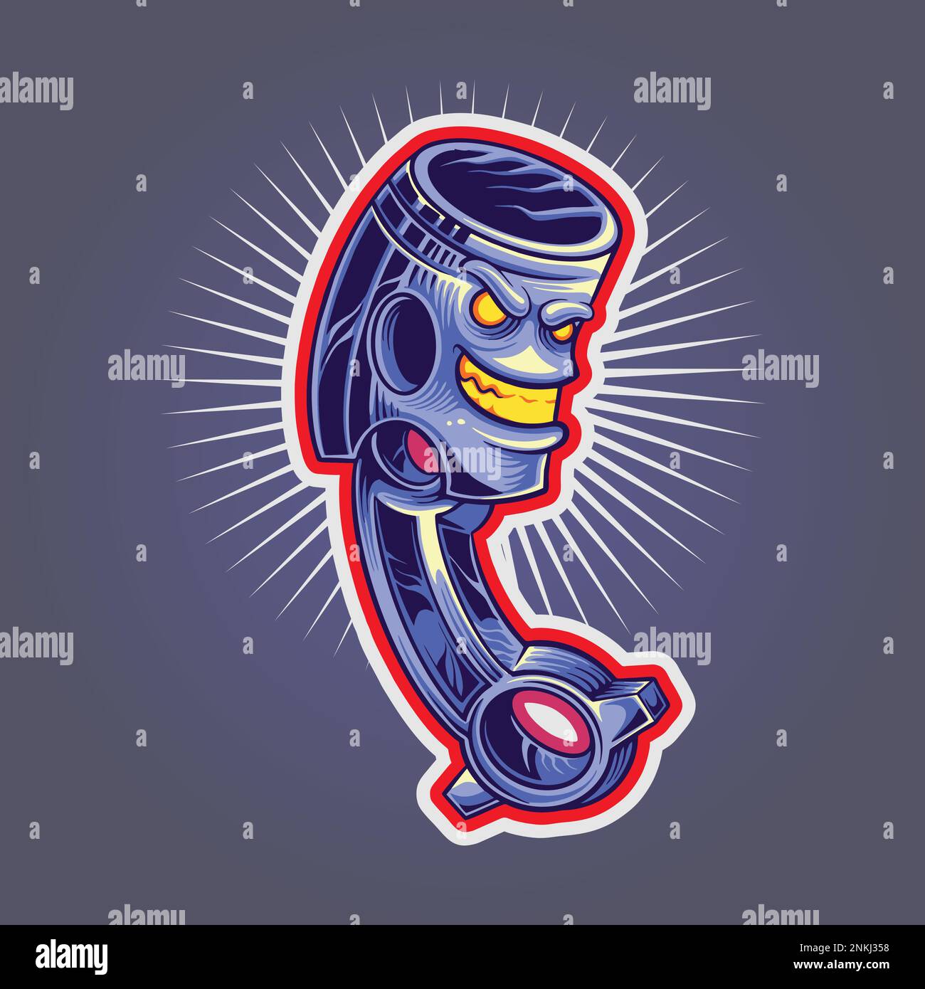 Angry engine hot piston rod logo cartoon illustrations vector for your ...