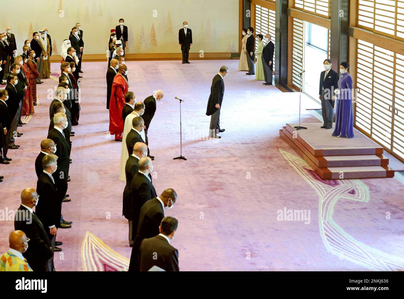 Tokyo, Japan, Feb. 23, 2023, Japanese Emperor Naruhito (on stage ...