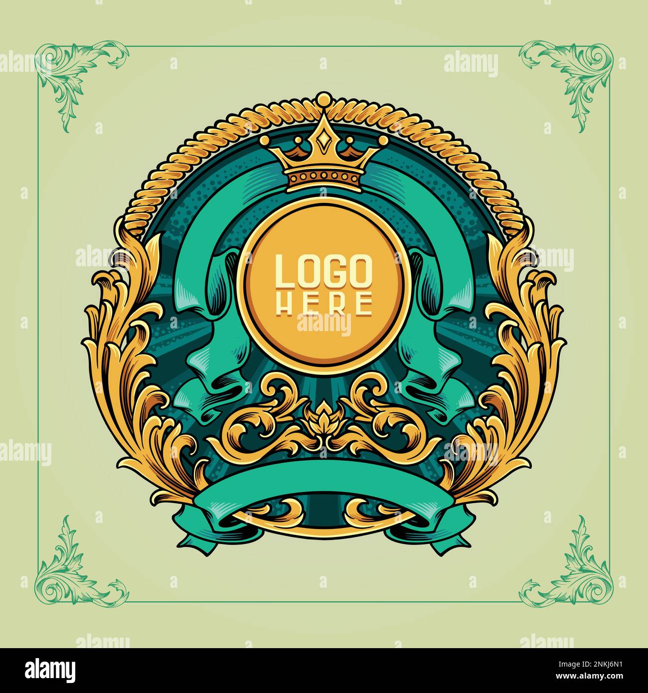 Luxury label vintage crown flourish ornament illustrations vector ...