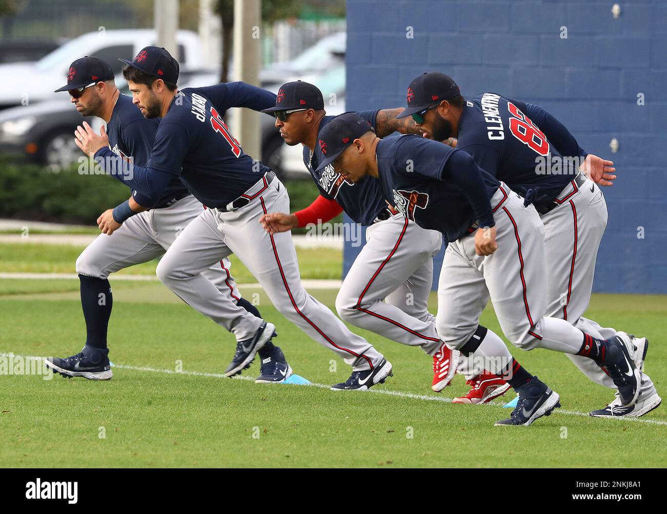 Atlanta Braves catchers, from left, Manny Pina (from left), Travis d ...
