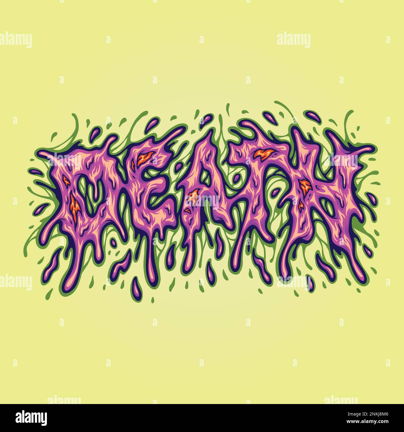 Spooky death melting word hand lettering text illustrations vector ...