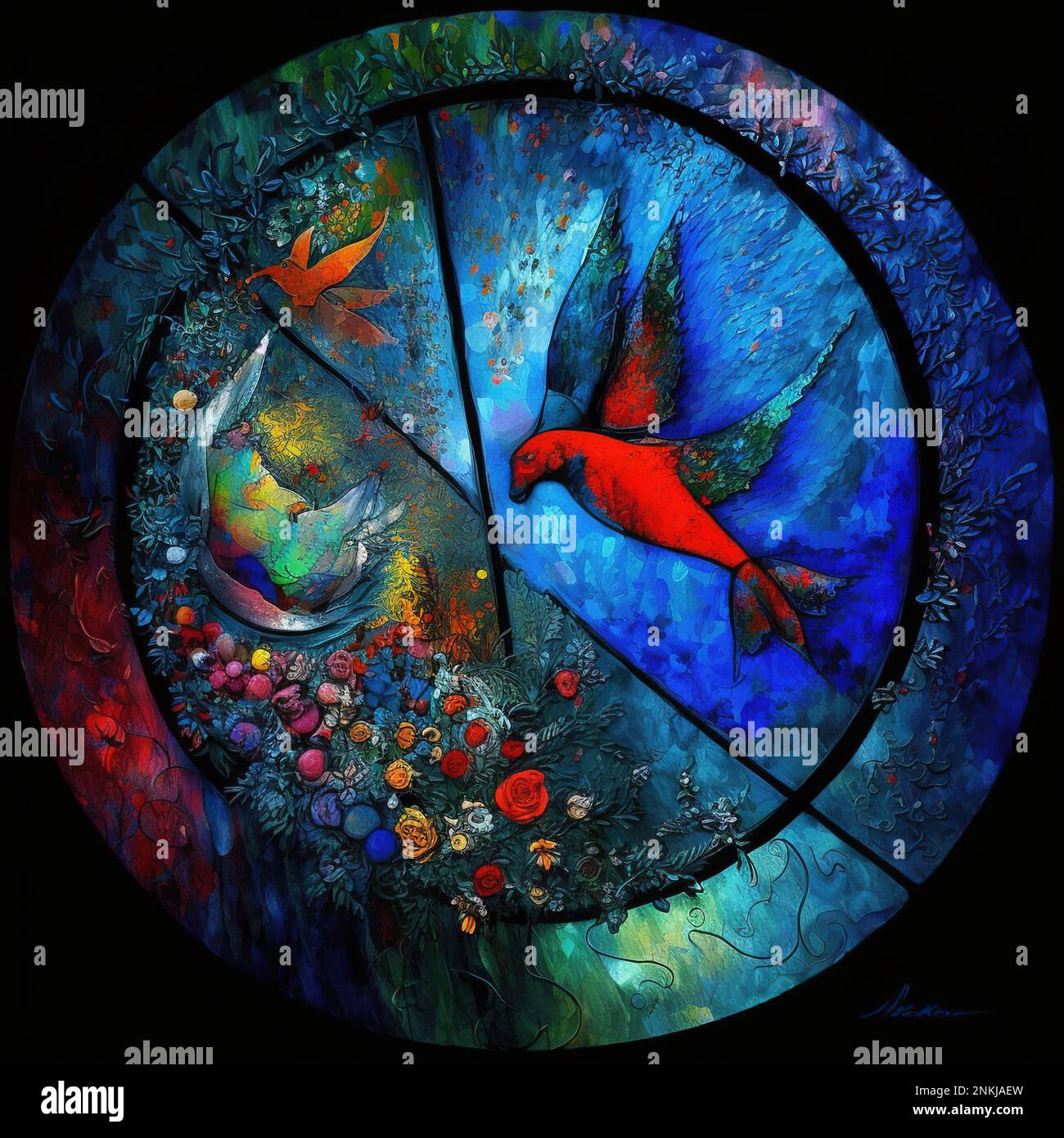 Chagalls UN Stained Glass Replica Stock Photo - Alamy