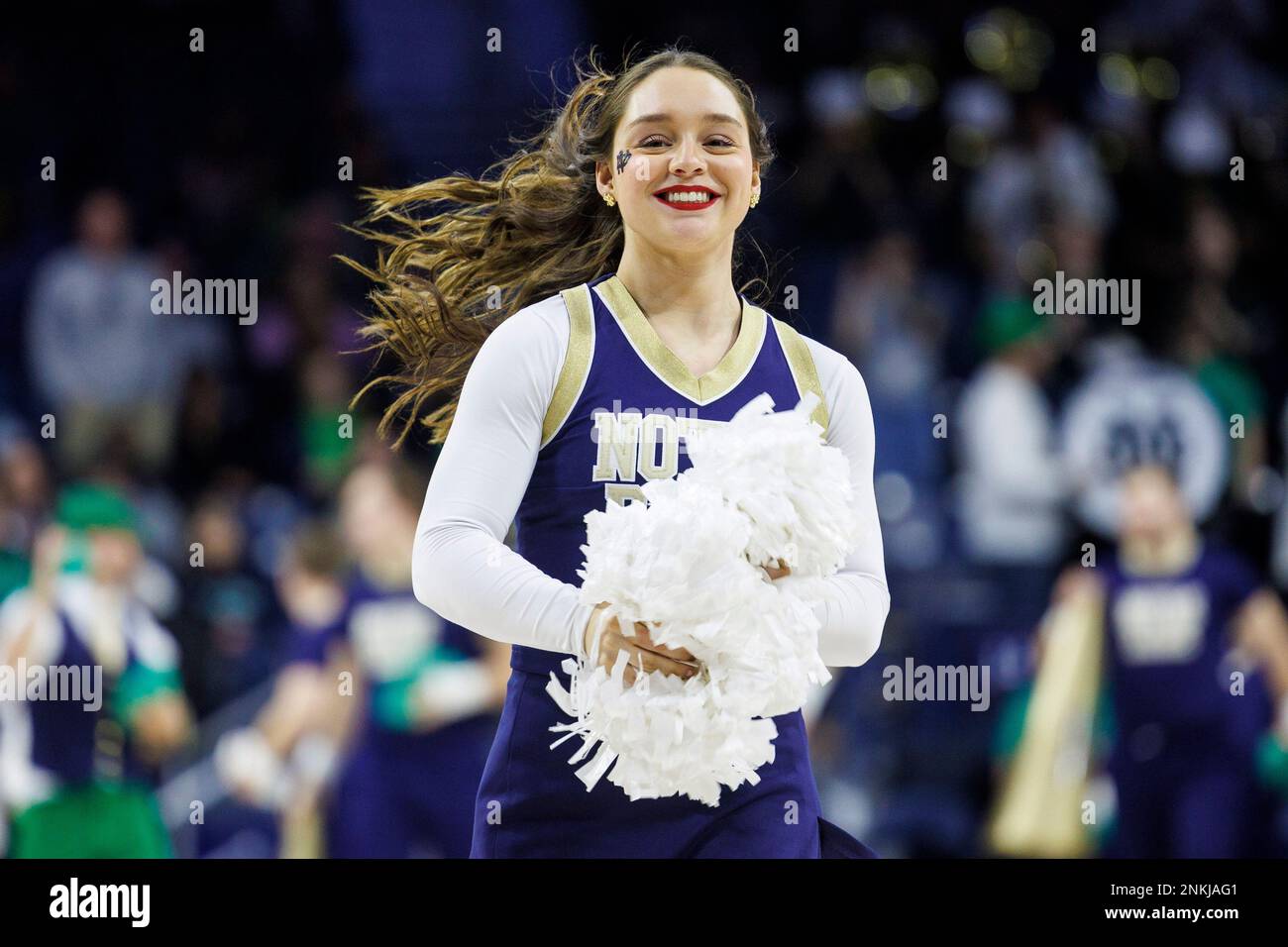 South Bend, Indiana, USA. 23rd Feb, 2023. Notre Dame cheerleader ...