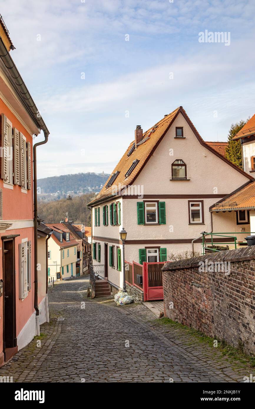 facade of medieval houses in the town of Kronberg, Germany Stock Photo ...