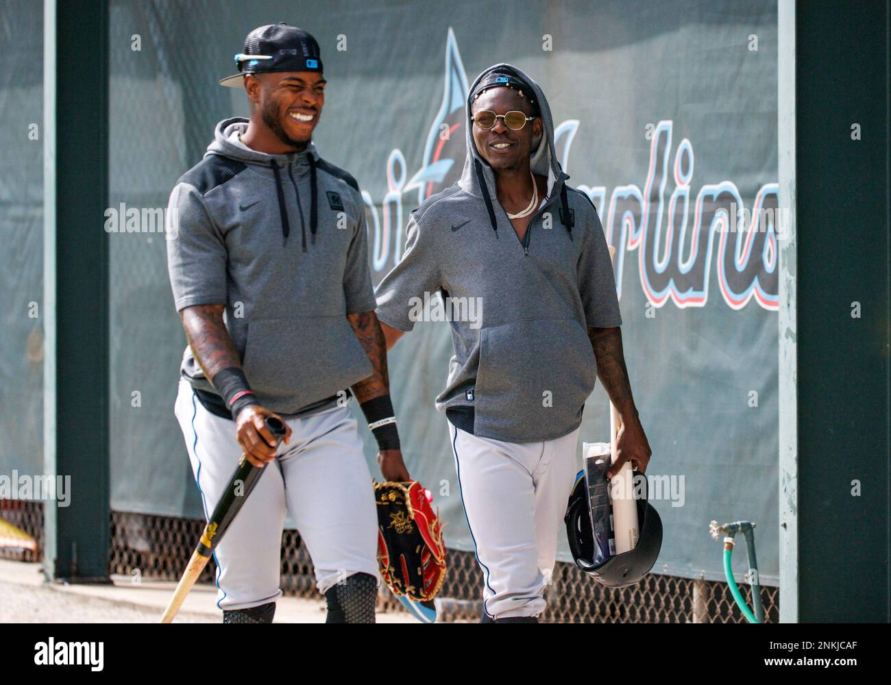 Miami Marlins center fielder Monte Harrison and second baseman Jazz ...