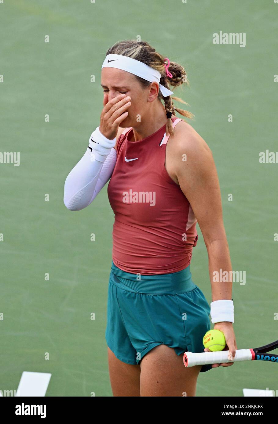 INDIAN WELLS, CA - MARCH 14: Victoria Azarenka of Russia crying on ...
