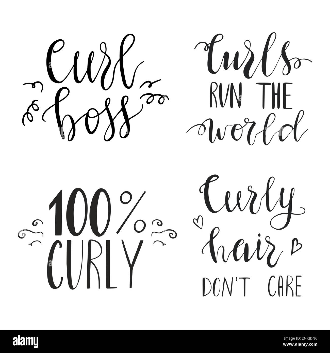 Hand lettering quotes about curly hair isolated on white Stock Vector ...