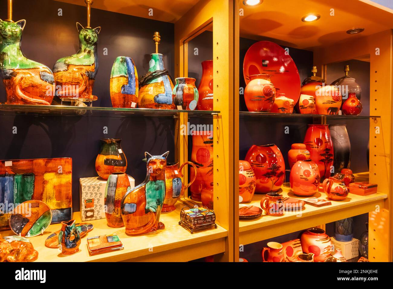 England, Dorset, Poole, Studio Poole Pottery Outlet, Display of ...
