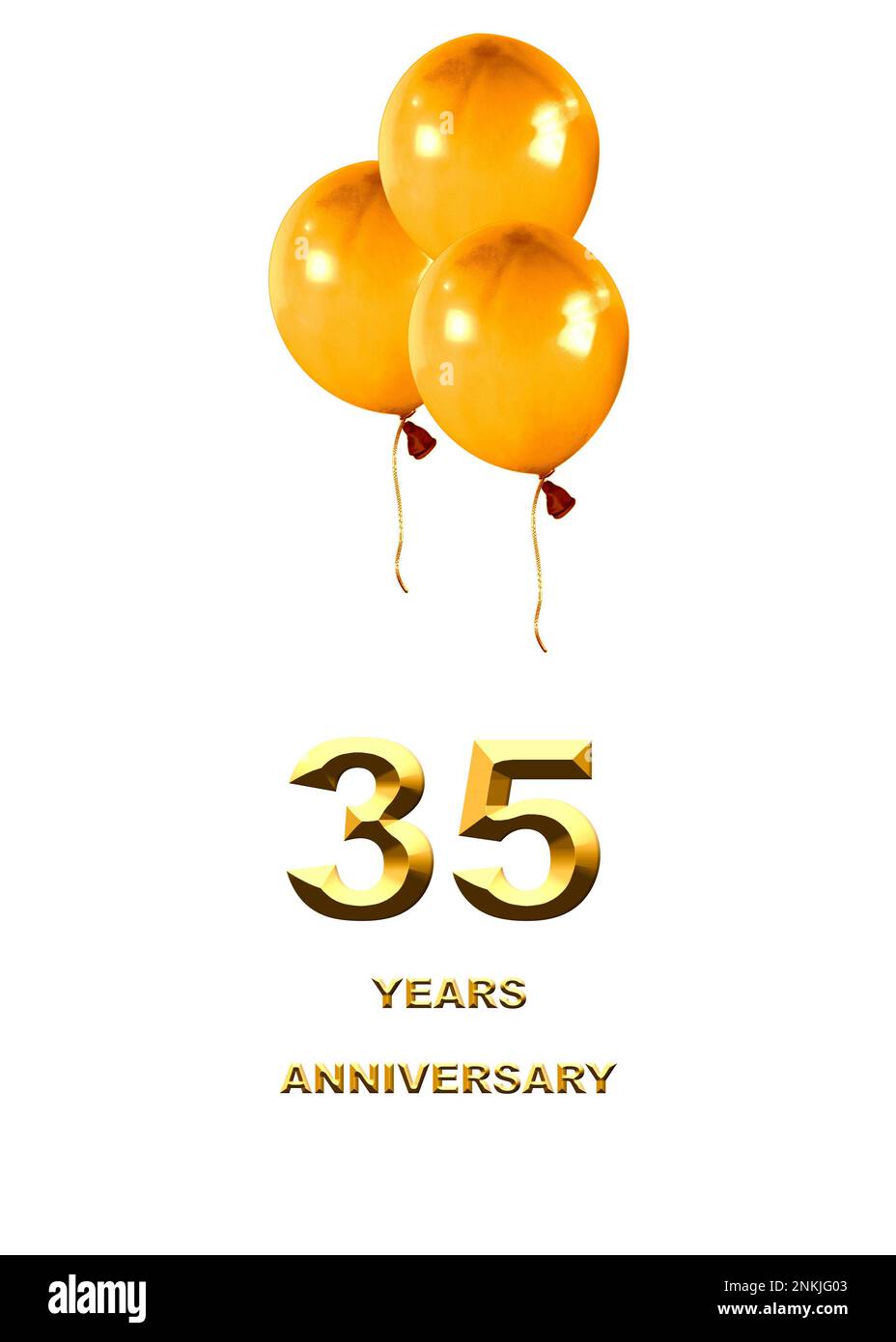 3d illustration, 35 anniversary. golden numbers on a festive background ...