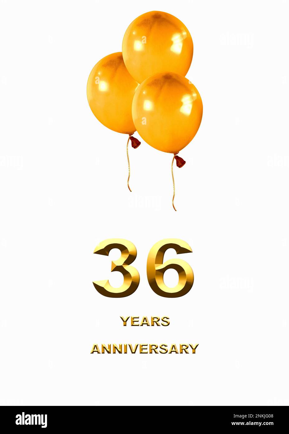 3d illustration, 36 anniversary. golden numbers on a festive background ...