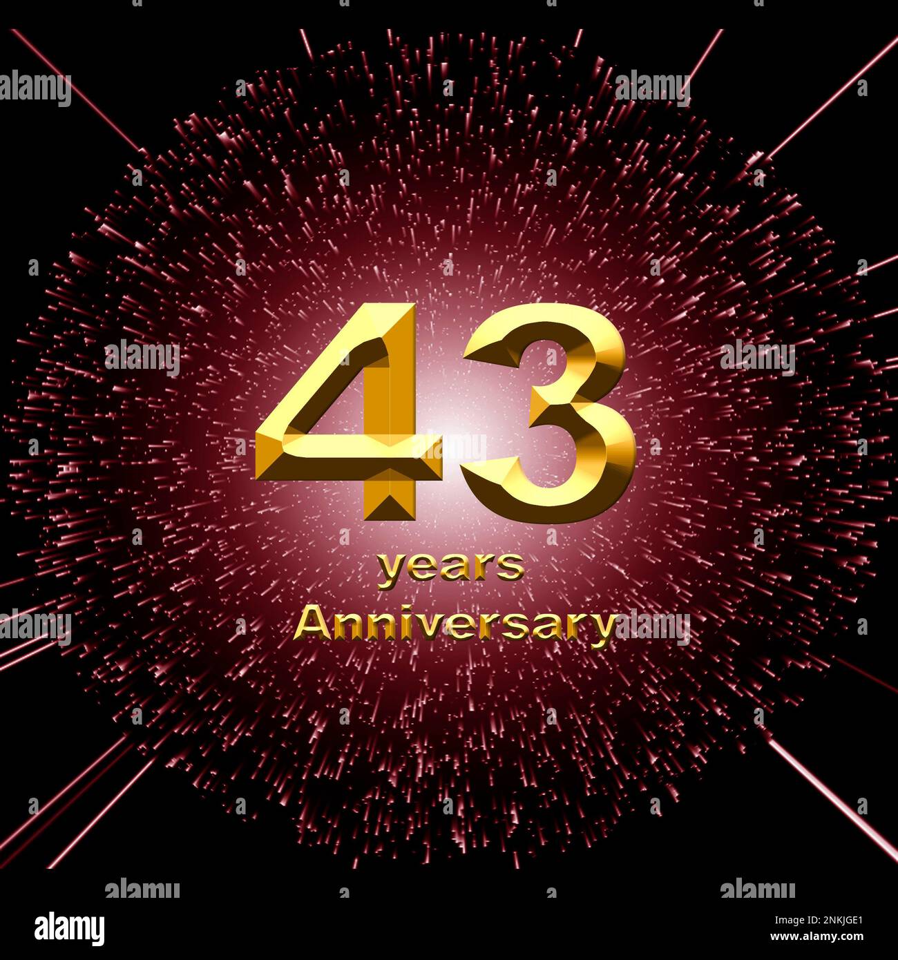 3d illustration, 43 anniversary. golden numbers on a festive background ...