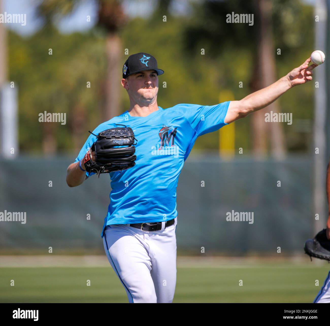 Miami Marlins pitcher Braxton Garrett throws during the team's first ...