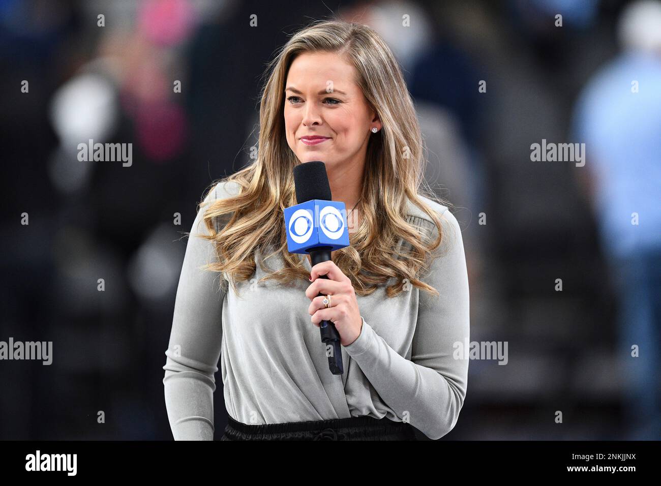 LAS VEGAS, NV - DECEMBER 18: CBS reporter Jamie Erdahl looks on during ...