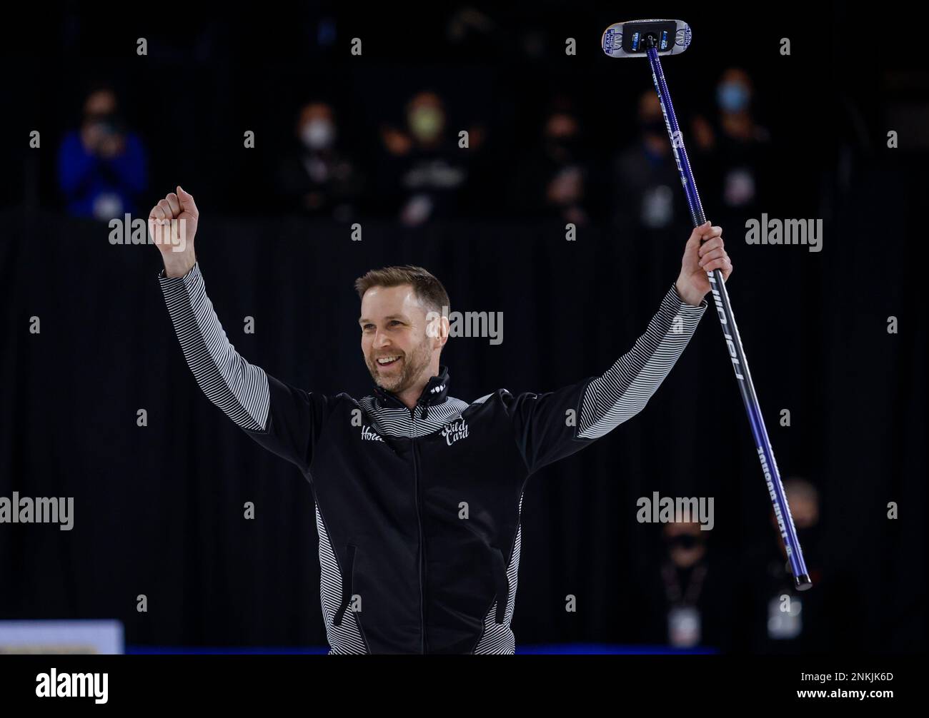 Team Wild Card One skip Brad Gushue celebrates his win after defeating ...