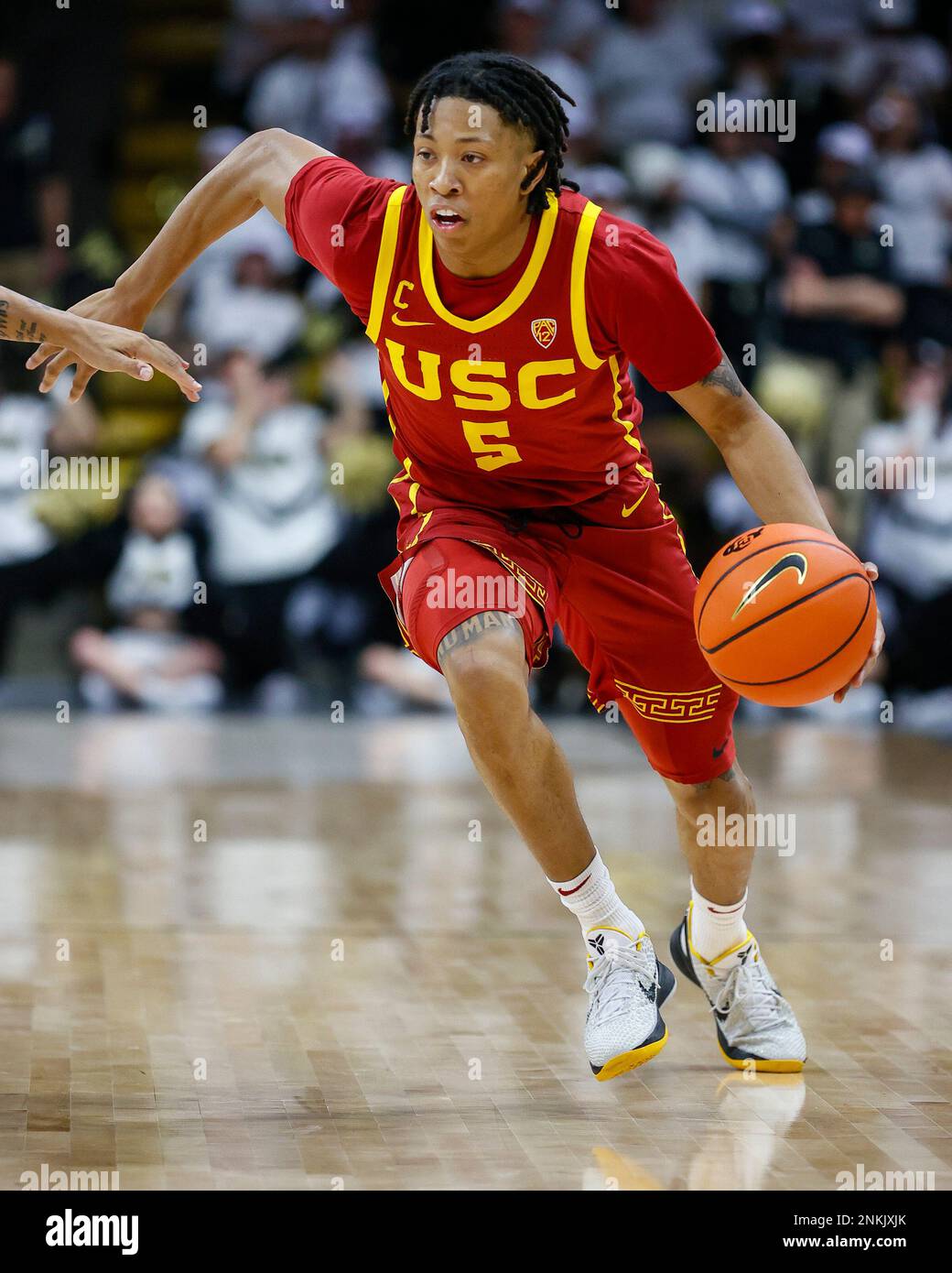 February 23, 2023: USC Trojans guard Boogie Ellis (5) drives the lane ...