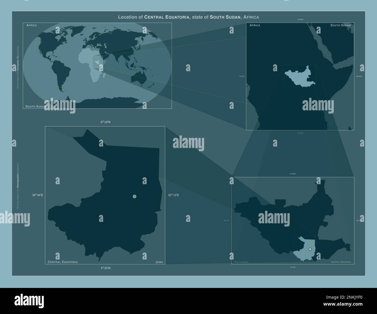 Central Equatoria, state of South Sudan. Diagram showing the location ...