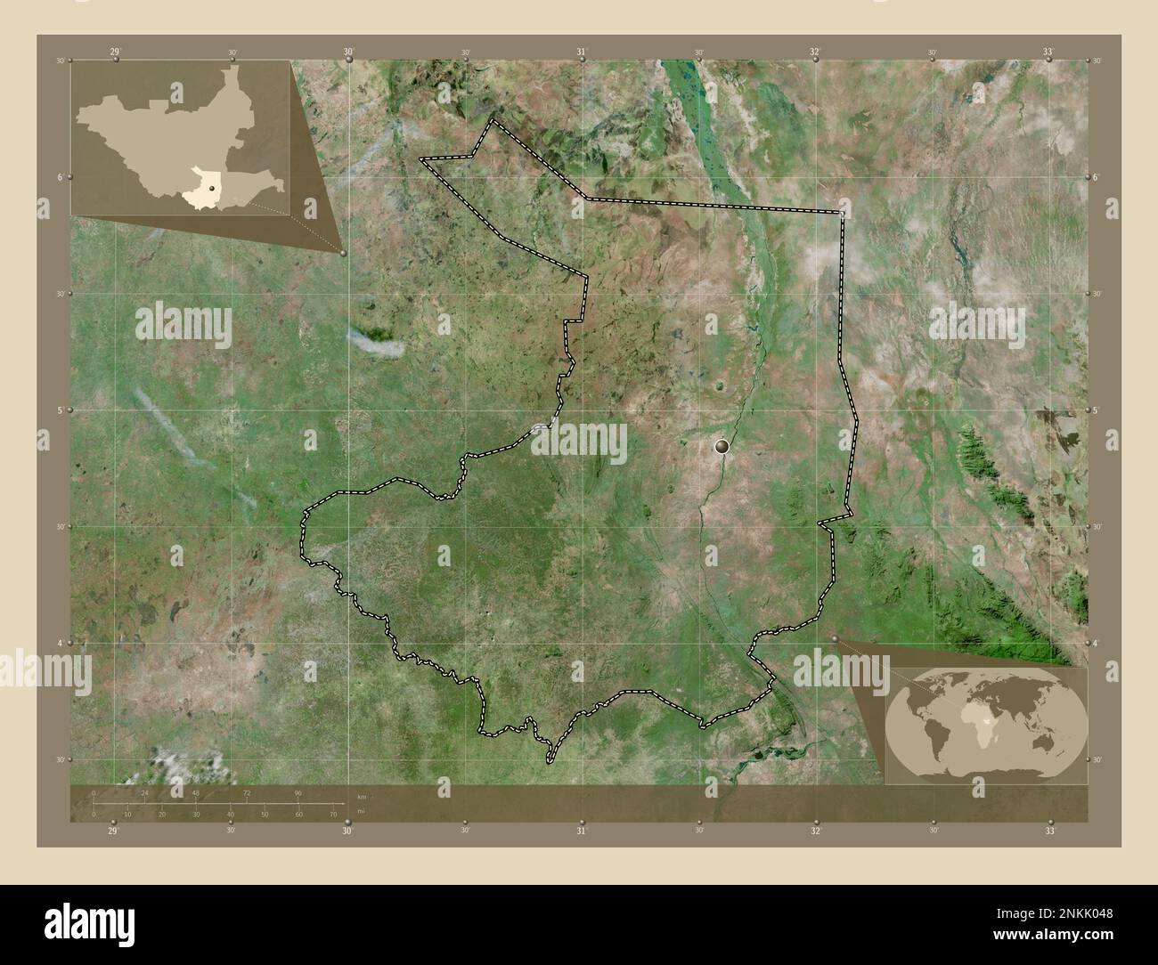 Central Equatoria, state of South Sudan. High resolution satellite map ...