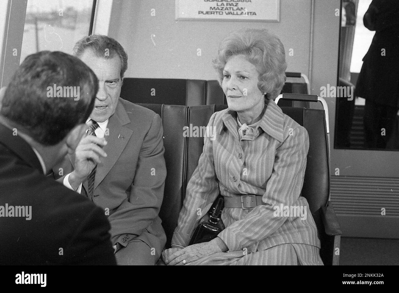 Richard Nixon and his wife Pat ride on BART from the San Leandro ...