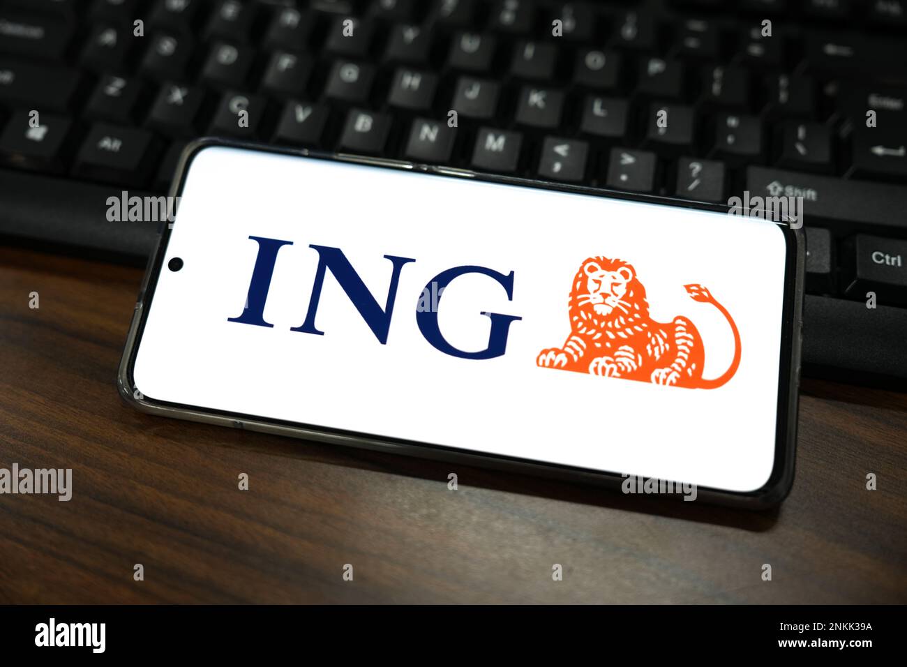 In this photo illustration, an ING Group logo is displayed on the ...