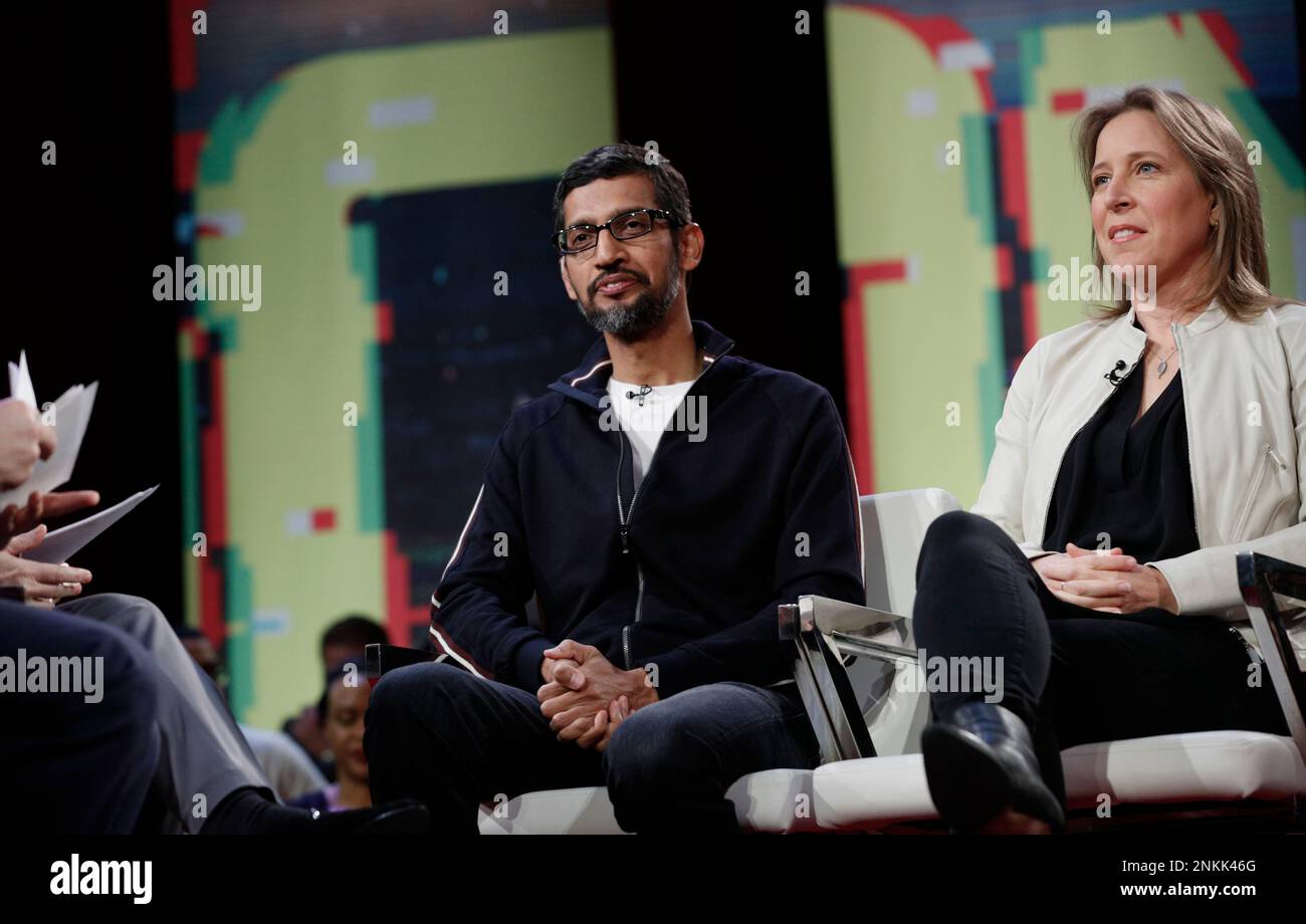 Co-hosts Ari Melber, of MSNBC and Kara Swisher with Recode talk with ...