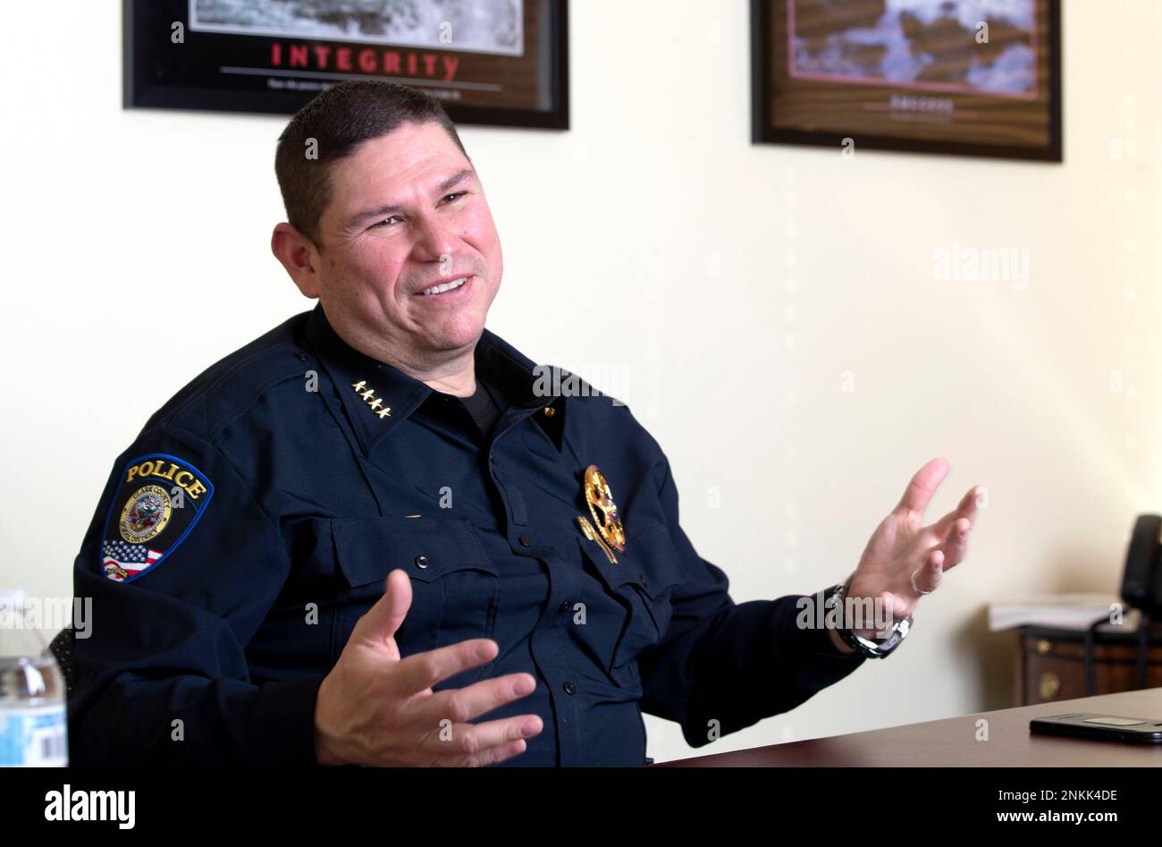 Clark County School District Police Chief Henry Blackeye speaks during ...