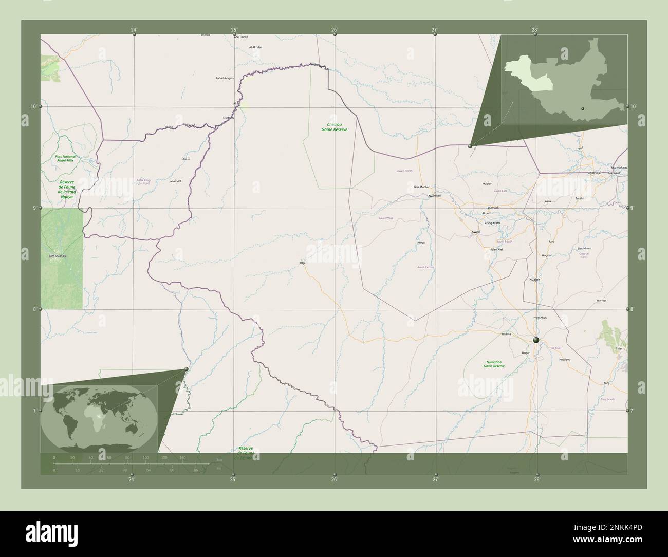 Western Bahr-el-Ghazal, state of South Sudan. Open Street Map ...